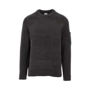 C.P. COMPANY Cotton Chenille Crewneck Weater - Black