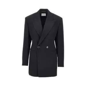 Saint Laurent Pinstriped Wool-blend Double-breasted Jacket