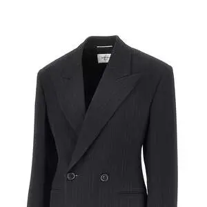 Saint Laurent Pinstriped Wool-blend Double-breasted Jacket