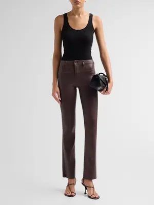 L'Agence Ruth High-rise Straight-leg Coated Jeans - Dark Java Coated