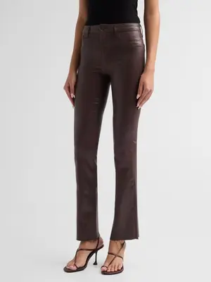 L'Agence Ruth High-rise Straight-leg Coated Jeans - Dark Java Coated