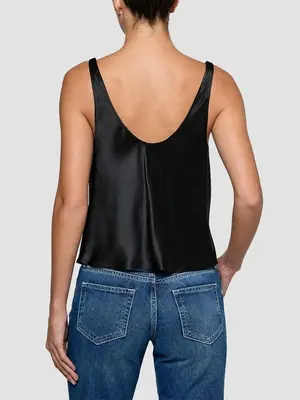 L'Agence Evadne Lace-trim Cowlneck Tank Top - Black