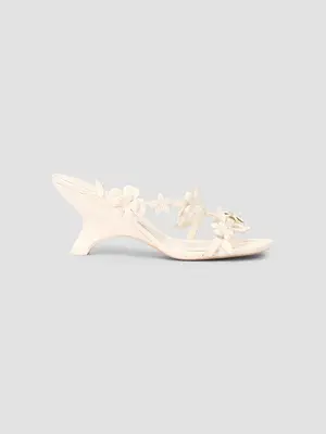 Simkhai Willow 75mm Floral-appliqué Leather Wedge Sandals