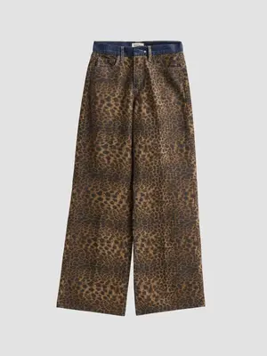 L'Agence Alicent Leopard Print Wide-leg Jeans