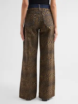 L'Agence Alicent Leopard Print Wide-leg Jeans