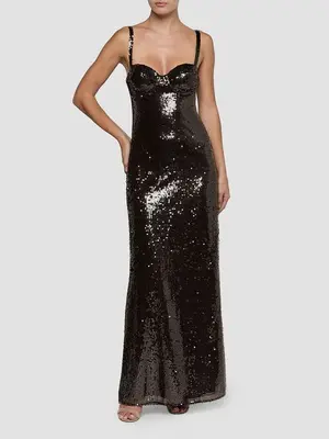 L'Agence Sayla Embellished Maxi Dress