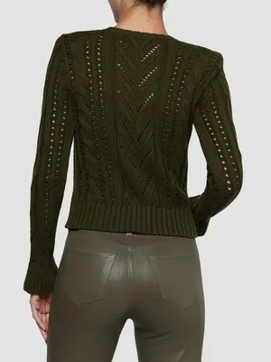 L'Agence Mio Cable Knit Crop Sweater