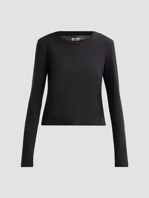 L'Agence Leanne Long-sleeve Crewneck T-shirt - Black