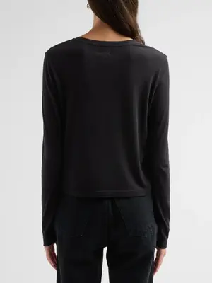 L'Agence Leanne Long-sleeve Crewneck T-shirt - Black