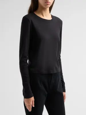 L'Agence Leanne Long-sleeve Crewneck T-shirt - Black