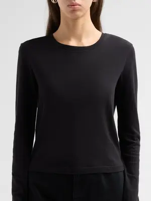 L'Agence Leanne Long-sleeve Crewneck T-shirt - Black