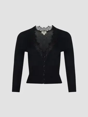 L'Agence Eluna Lace-trim Cardigan - Black