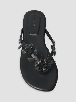Simkhai Willow Flower-appliqué Leather Thong Sandals