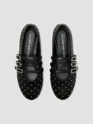 STUART WEITZMAN Sostud Studded Leather Mary Janes - Black