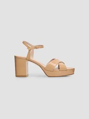 STUART WEITZMAN Dayna 80mm Patent Leather Platform Sandals - Adobe