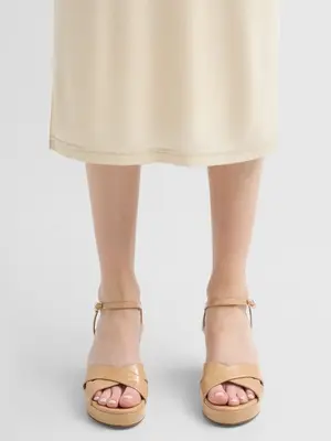 STUART WEITZMAN Dayna 80mm Patent Leather Platform Sandals - Adobe