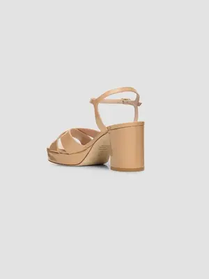 STUART WEITZMAN Dayna 80mm Patent Leather Platform Sandals - Adobe