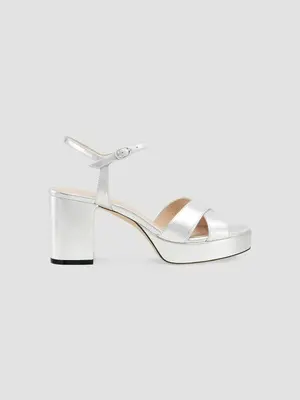 STUART WEITZMAN Dayna 80mm Leather Platform Sandals Silver