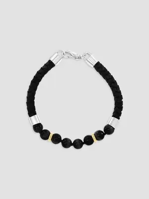 Saks Fifth Avenue Collection Leather & Black Onyx Bracelet