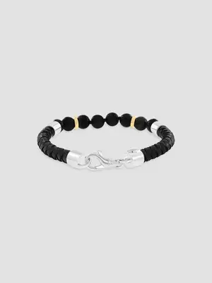 Saks Fifth Avenue Collection Leather & Black Onyx Bracelet
