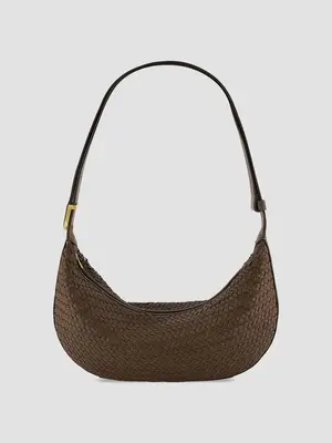 Vince Eris Small Woven Leather Hobo Bag