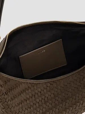 Vince Eris Small Woven Leather Hobo Bag