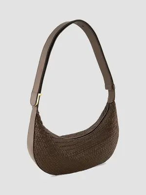 Vince Eris Small Woven Leather Hobo Bag