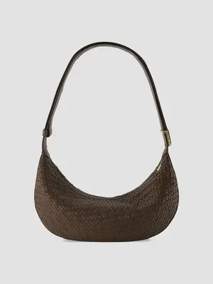 Vince Eris Small Woven Leather Hobo Bag