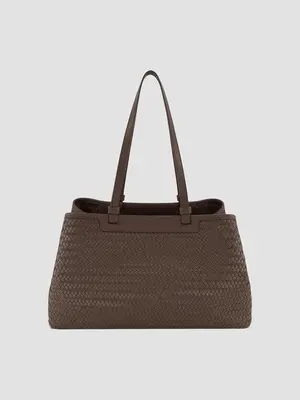 Vince Marin Woven Leather Tote Bag