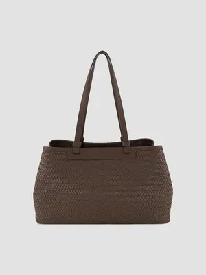 Vince Marin Woven Leather Tote Bag