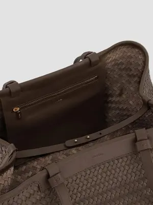 Vince Marin Woven Leather Tote Bag