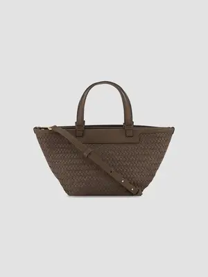 Vince Marin Mini Woven Leather Tote Bag