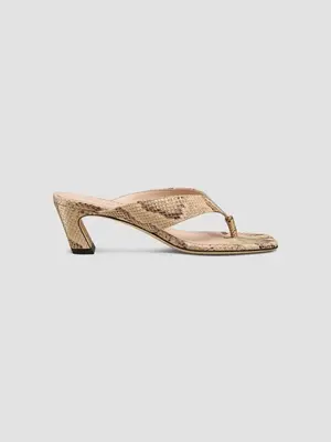 STUART WEITZMAN Stassi 50mm Snake Print Slip-on Sandals - Adobe