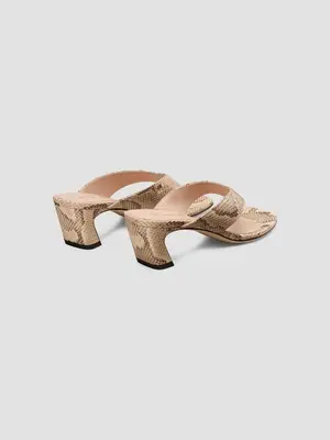 STUART WEITZMAN Stassi 50mm Snake Print Slip-on Sandals - Adobe