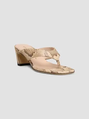 STUART WEITZMAN Stassi 50mm Snake Print Slip-on Sandals - Adobe