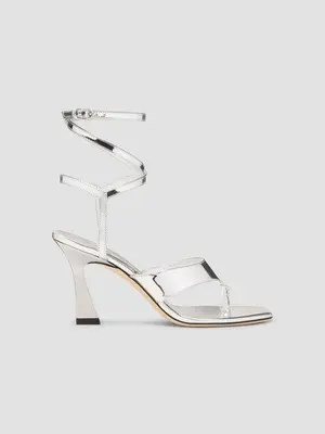STUART WEITZMAN Vinnie 85mm Wrap Thong Leather Sandals - Silver