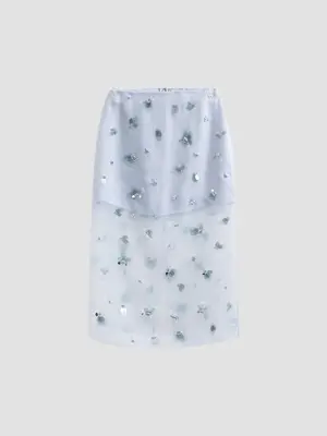 Simkhai Delilah Silk Midi Skirt - Periwinkle Sky