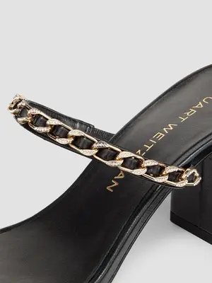 STUART WEITZMAN Soluxe 75mm Chain-strap Leather Sandals - Black