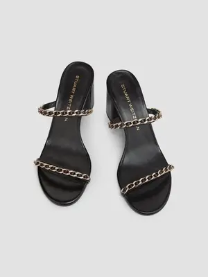 STUART WEITZMAN Soluxe 75mm Chain-strap Leather Sandals - Black