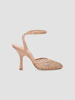 STUART WEITZMAN Bareitall Shine 100mm Crystal-embellished Mesh Pumps
