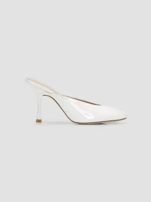 STUART WEITZMAN Madison 85mm Patent Leather Mules - Blanco