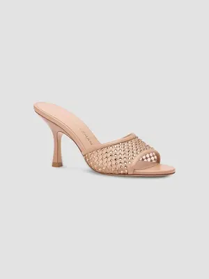 STUART WEITZMAN Bareitall Shine 85mm Crystal-embellished Leather Stiletto-heel Sandals - Adobe