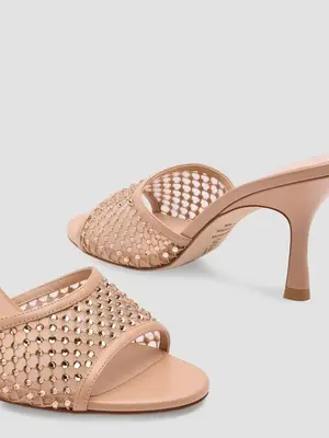 STUART WEITZMAN Bareitall Shine 85mm Crystal-embellished Leather Stiletto-heel Sandals - Adobe
