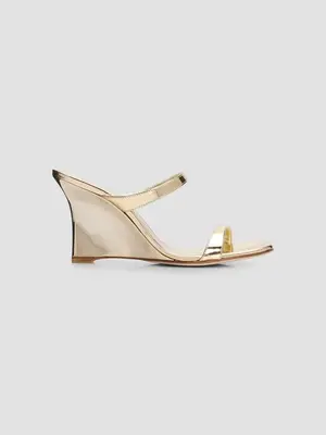 STUART WEITZMAN Vinnie 85mm Leather Wedge Sandals - Platino