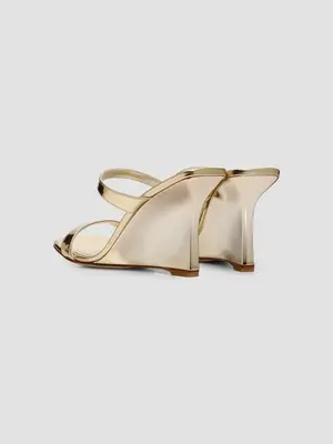 STUART WEITZMAN Vinnie 85mm Leather Wedge Sandals - Platino