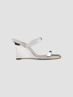 STUART WEITZMAN Vinnie 85mm Leather Wedge Sandals - Silver