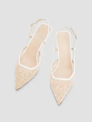 STUART WEITZMAN Vinnie 50mm Floral Lace Slingback Pumps