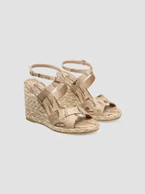 STUART WEITZMAN Alyssa 100mm Snake-embossed Wedge Sandals
