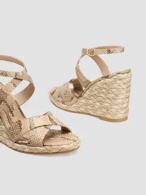 STUART WEITZMAN Alyssa 100mm Snake-embossed Wedge Sandals