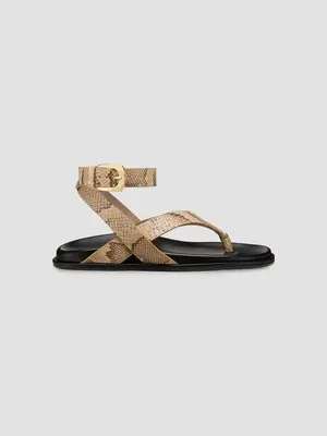 STUART WEITZMAN Marykate Snake-print Leather Sandals - Adobe